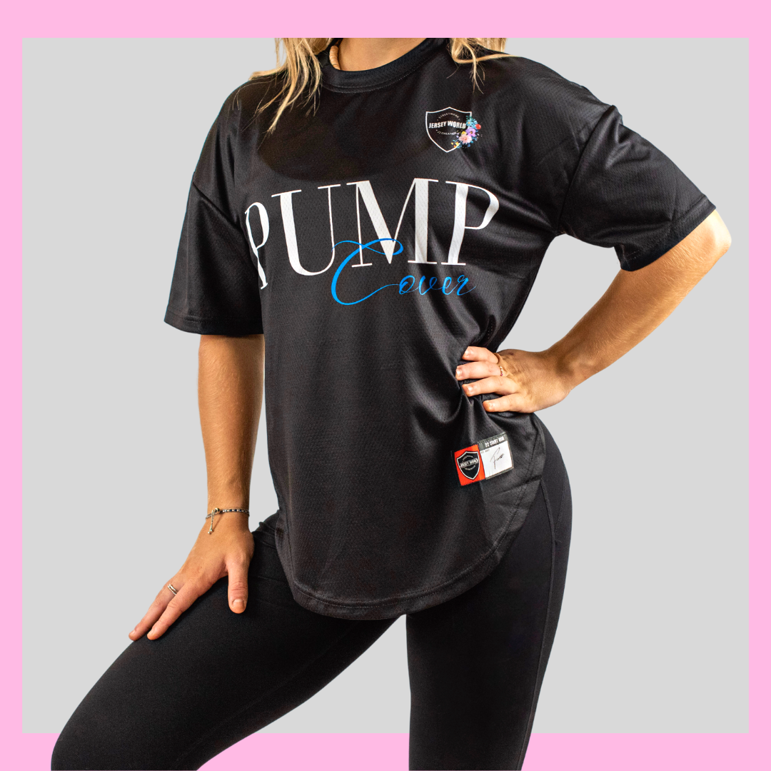 Women's Black Elegant Pump Cover Activewear T-shirt – Pump Cover | Best ...